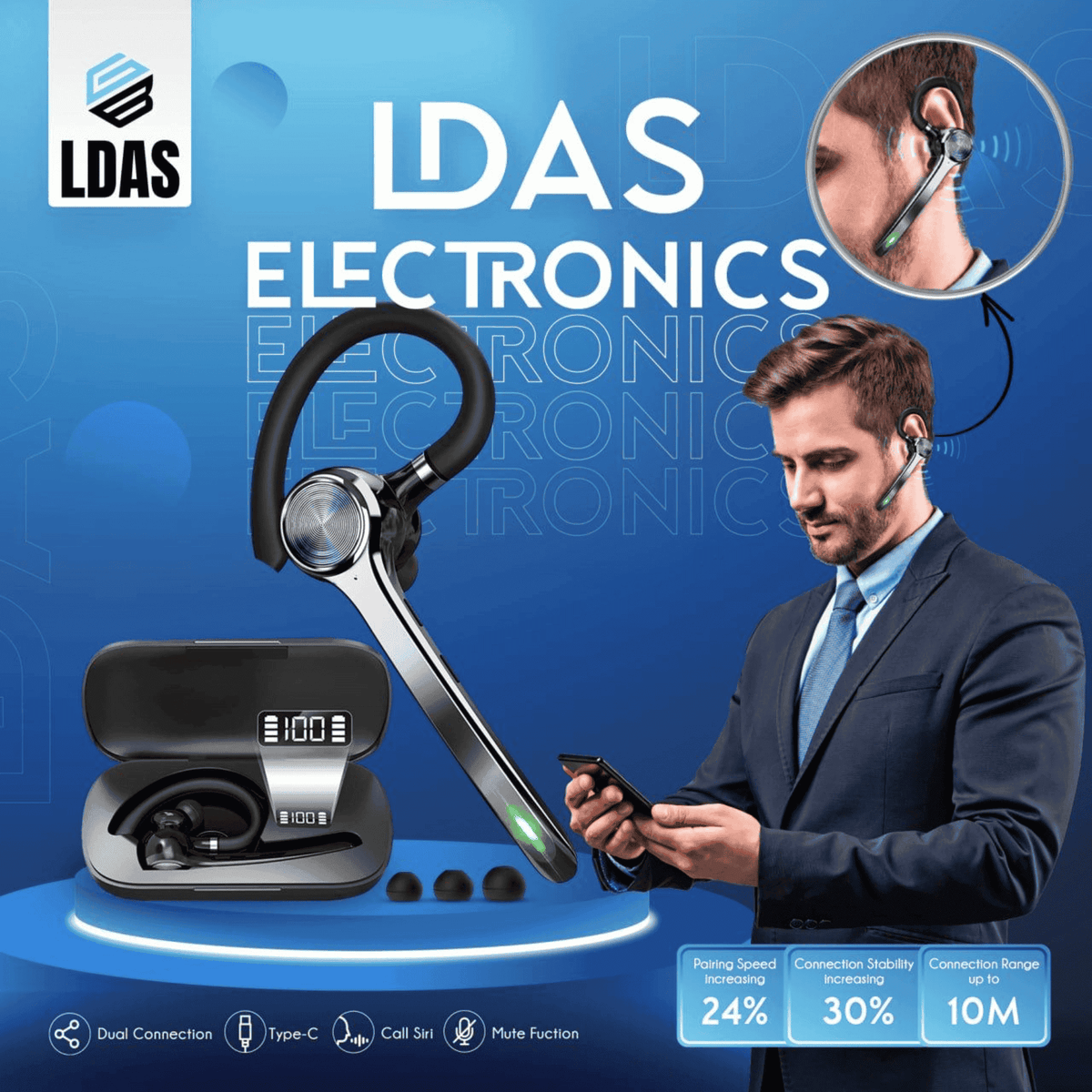 LDAS G7 - Phone Bluetooth Headset with Long-Lasting Battery | LDAS ...